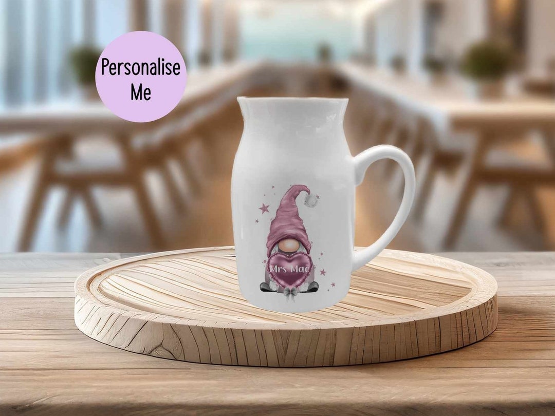Personalised Pink Gonk Decorative Vase, Gonk Vase Milk Jug, Gonk Gnome ...