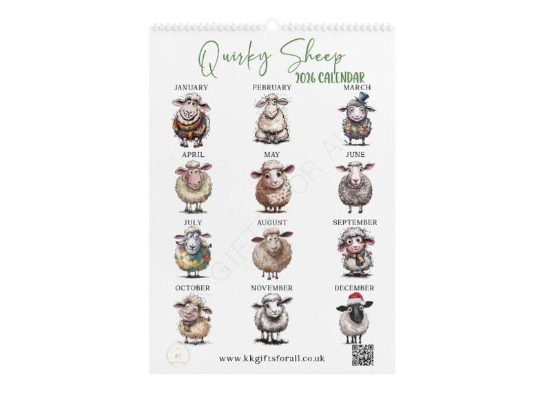 2026 Quirky Sheep Calendar, Funny Sheep Wall Calendar, Cute Farm Animal ...