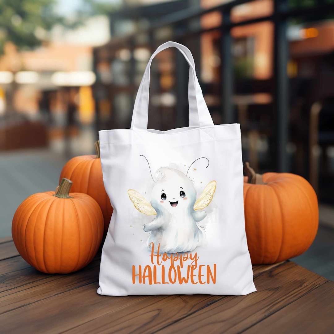 Halloween Ghost Tote Bag, Happy Halloween Trick or Treat Bag, Fall ...