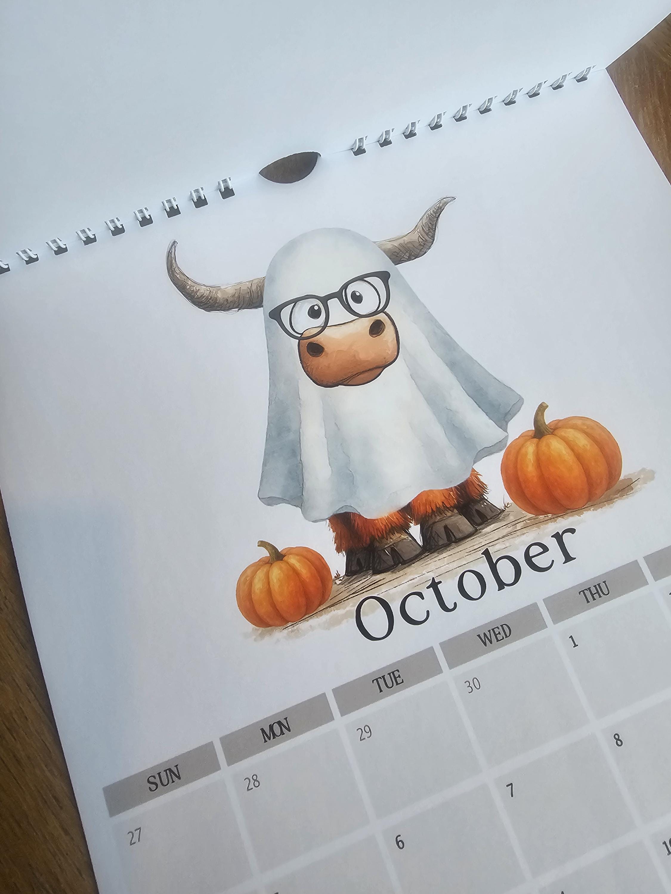 2026 Quirky Highland Cow Calendar, Funny Highland Cow Wall Calendar ...