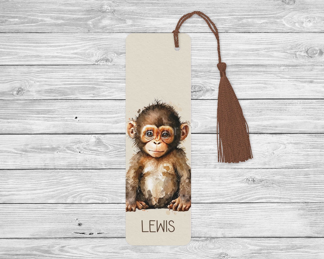 Personalised Monkey Bookmark, Chimp Bookmark, Cute Baby Monkey Gift for Book Lover - Etsy