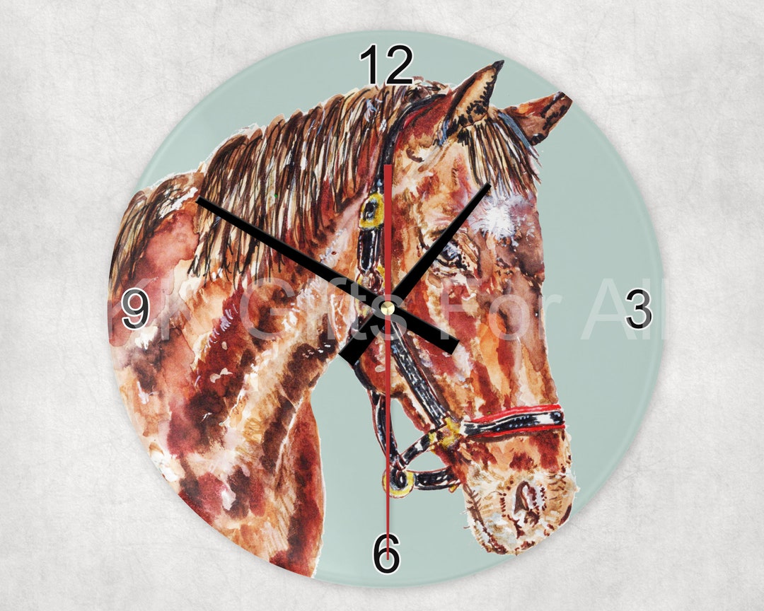 Horse Glass Clock, Horse Owner Gifts, Brown Bay Horse Wall Clock - Etsy