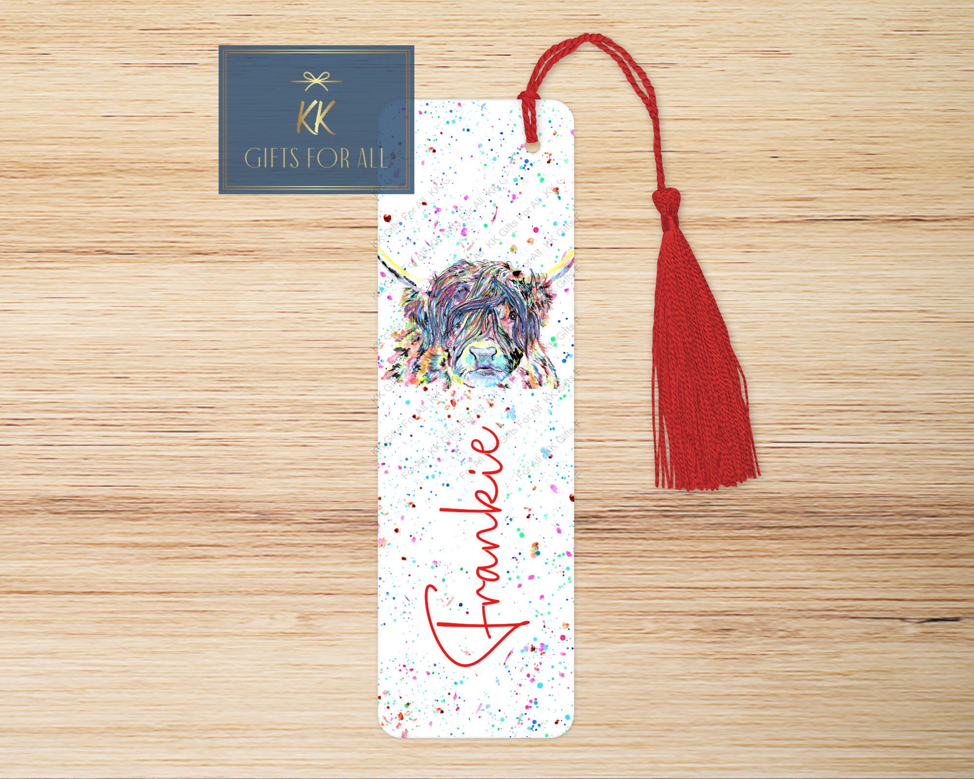 Highland Cow Bookmark Personalised Bookmark Rainbow - Etsy