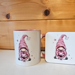 Personalised Pink Gonk Mug & Coaster for Friend or Wife Birthday Gonk ...