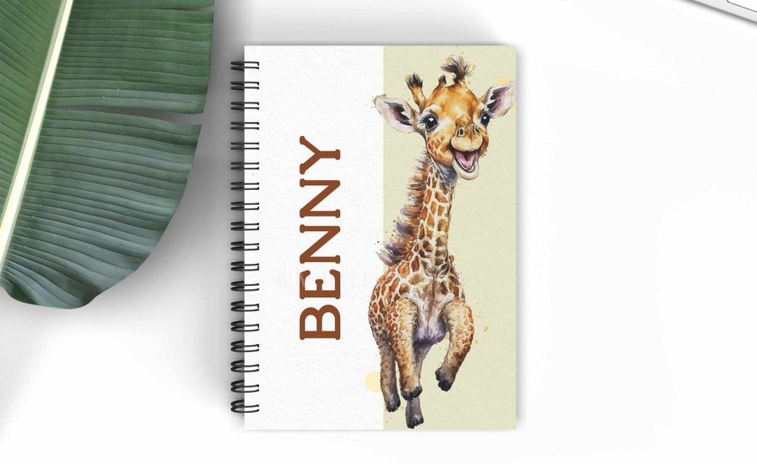 Personalised A5 Giraffe Notebook, Teenager School Notepad, Giraffe ...