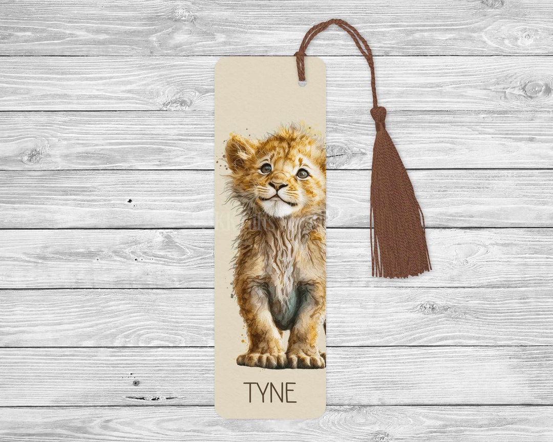 Personalised Lion Bookmark, Lion Cub Bookmark, Cute Lion Gift Book ...
