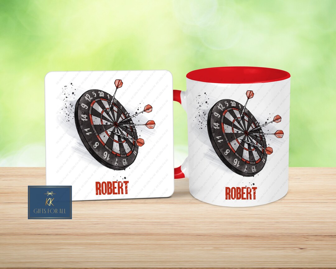 Personalised Darts Mug & Coaster, Birthday Gift for Him, Dad Grandad ...