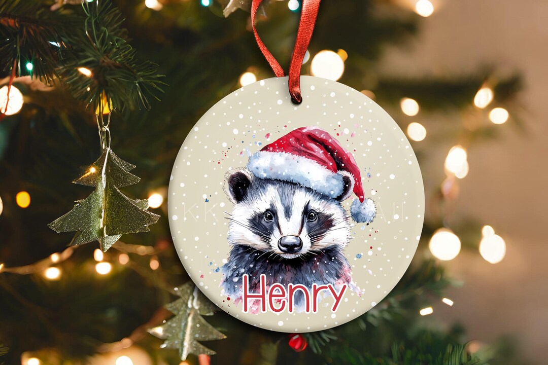 Personalised Christmas Tree Decoration, Badger Christmas Hanging ...