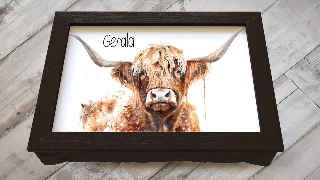 Highland Cow Lap Tray, Personalised Highland Cow Gifts, Brown Highland ...