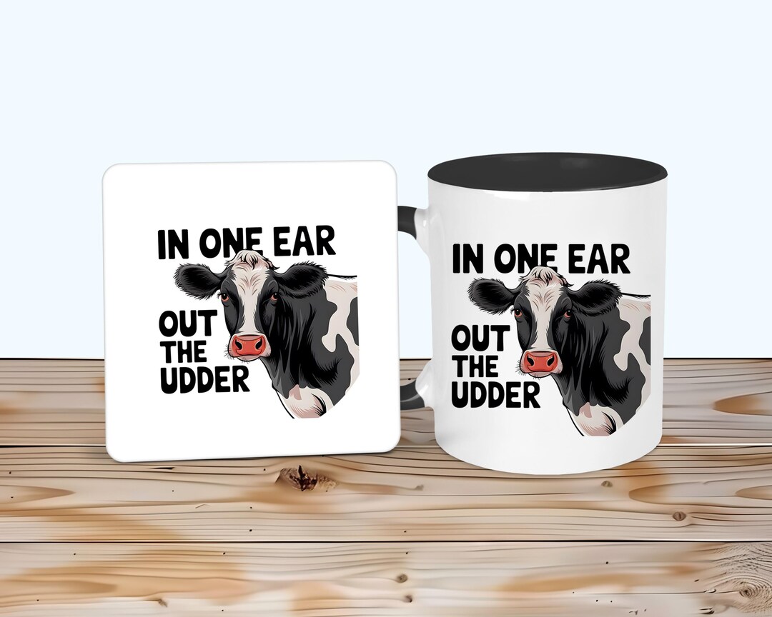 Funny Cow Mug & Coaster: Novelty Farmer Gift, Udder Cup - Etsy UK