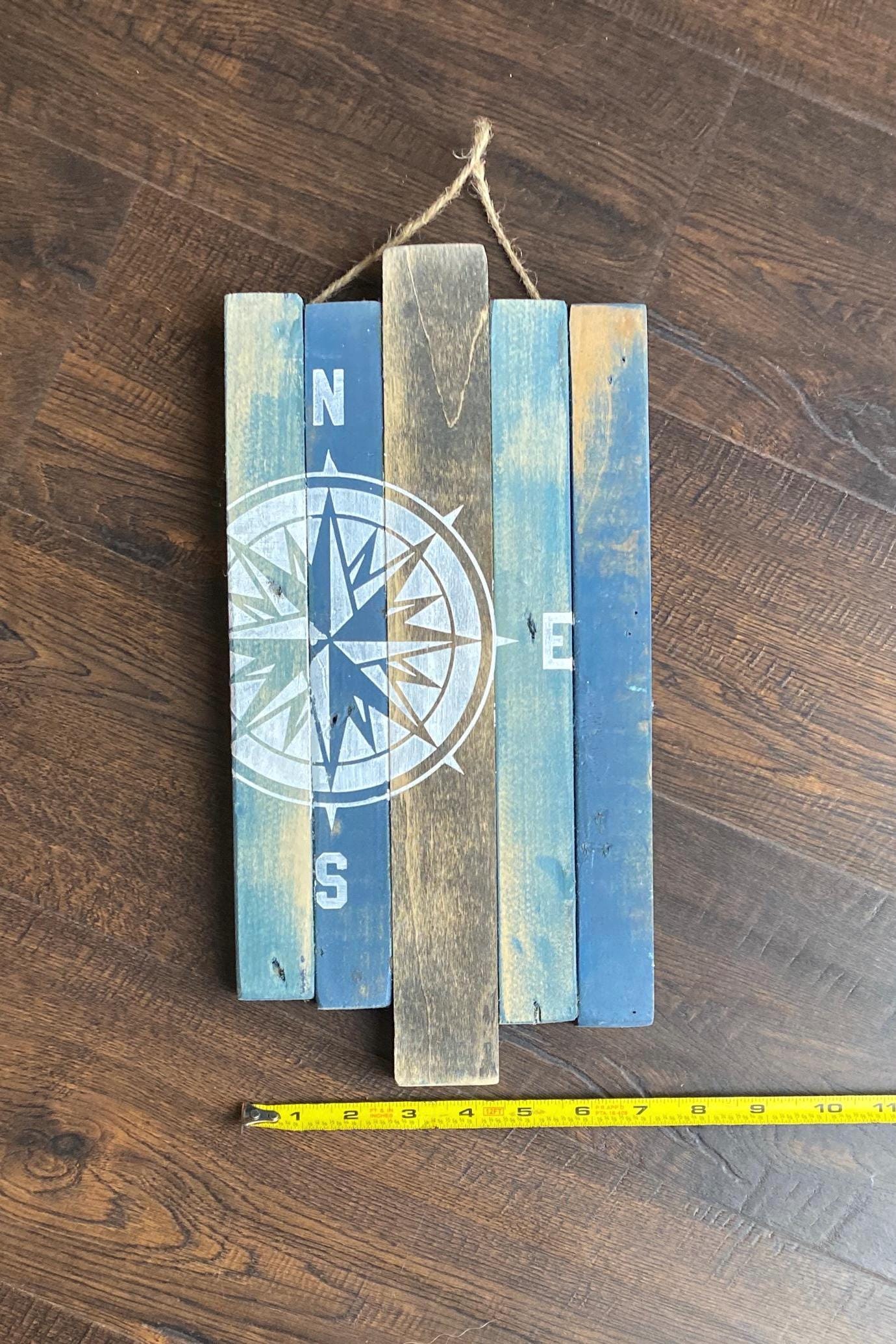 Wooden Compass Painting Repurposed Wood Wooden Sign Compass Rose Decor ...