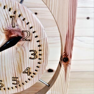 Wooden Round Table Clock With Burnt Dial , Unique Handmade Decor of ...
