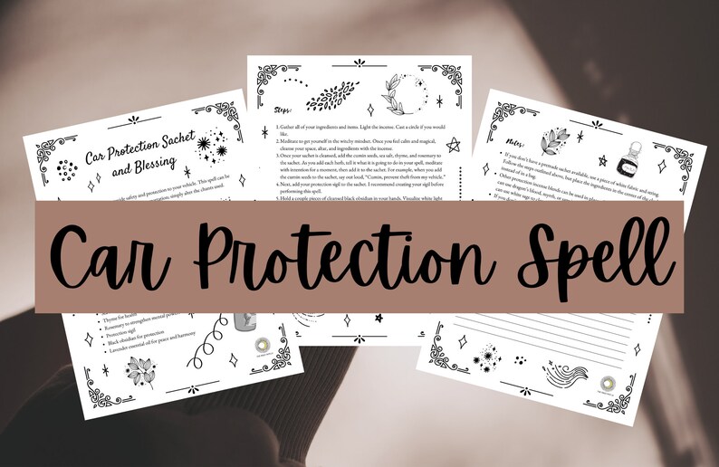 Car Protection Sachet and Blessing Spell Book of Shadows Printable ...