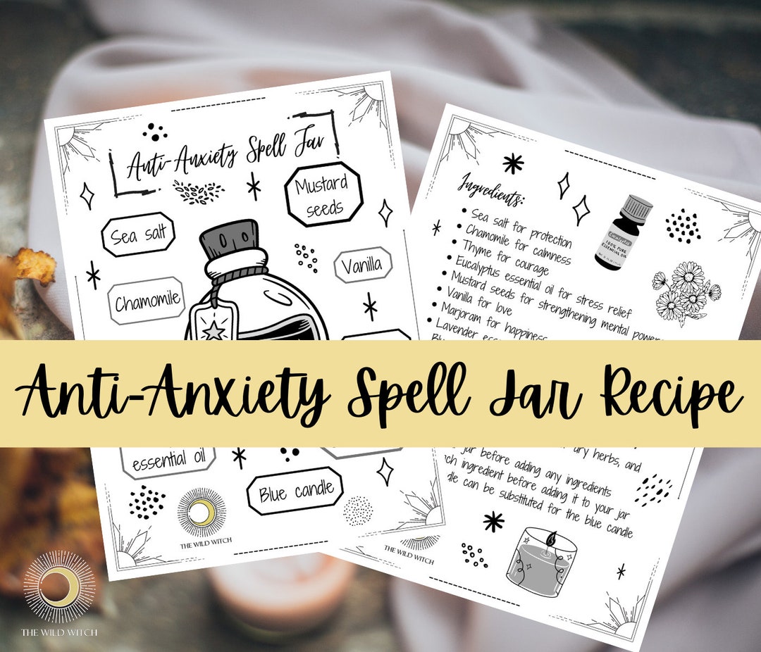 Anti-anxiety Spell Jar Recipe Book of Shadows Printable Grimoire Pages ...
