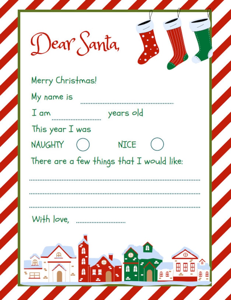 Printable Santa Letter, Classic Christmas Theme, Christmas Letter ...
