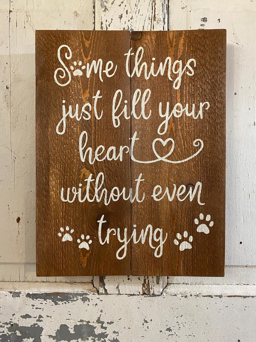 Pet Dog Cat Love Wood Hand-painted Sign With Paw Prints Love Appreciate ...