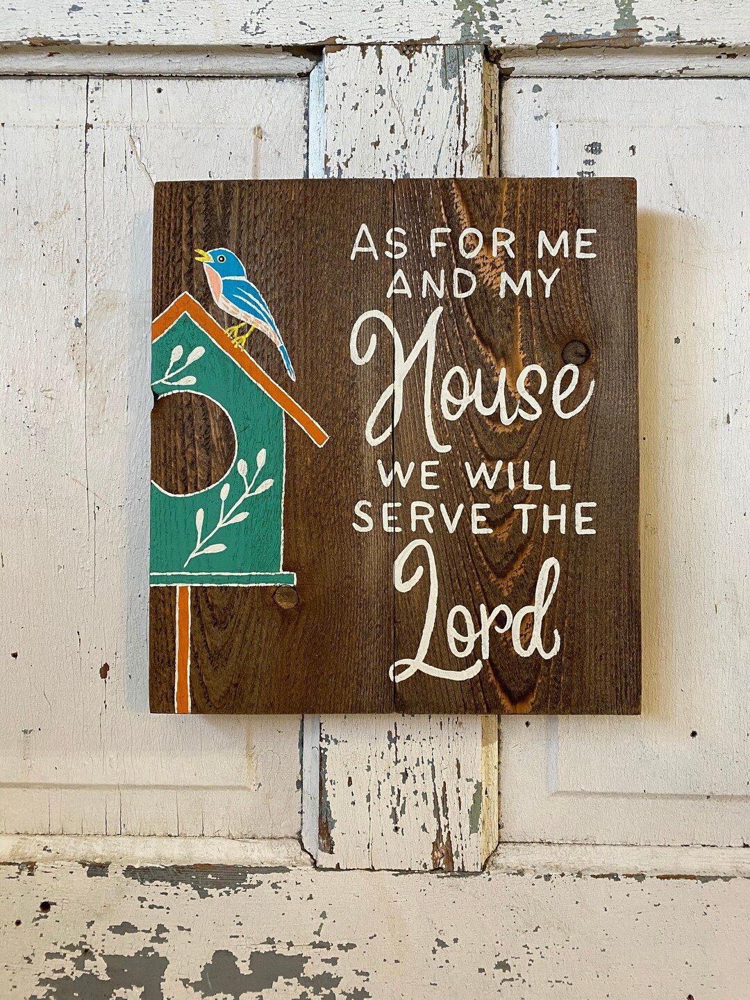 As for Me and My House We Will Serve the Lord Wood Sign Wall Decor Hand ...