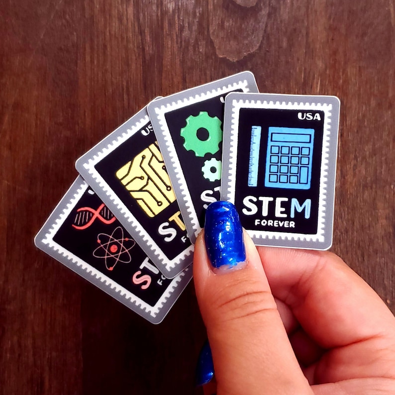 STEM Postage Stamp Stickers | Science, Tech, Engineering, Math Set ...