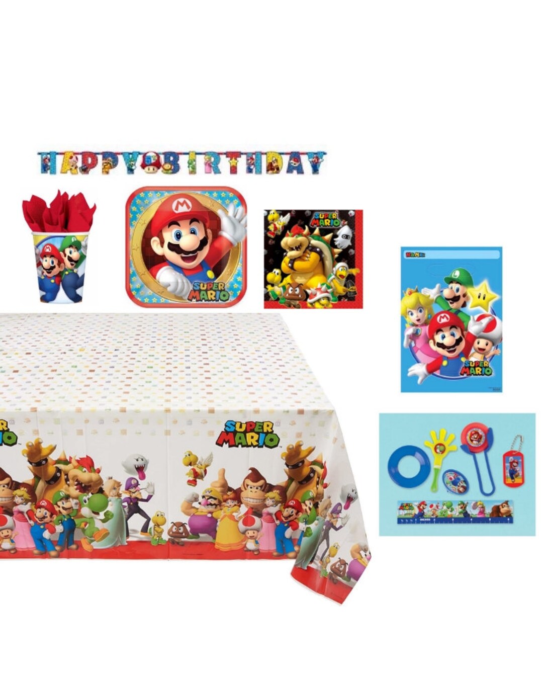 Complete Super Mario Themed Party Pack for 8 People Including Tableware ...