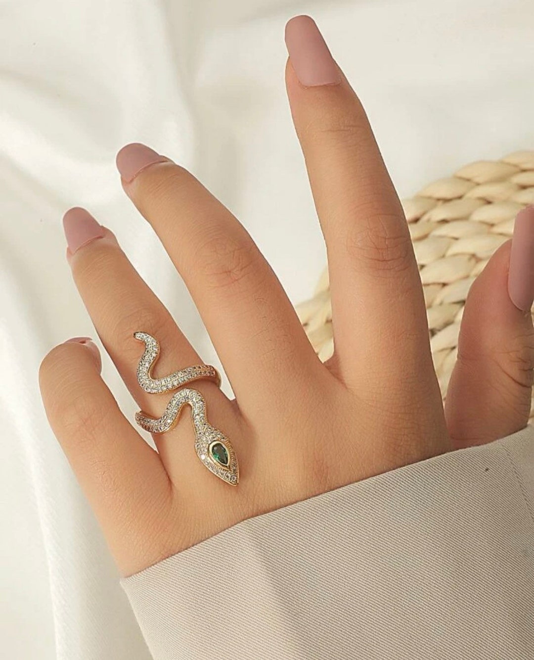 Silver Snake Thumb Ring, Aesthetic Snake Band Ring, Cute Silver Ring ...