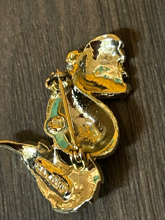 1960's Vintage Chipmunk Jewel Eye Gold Tone Brooch Pi… - Gem