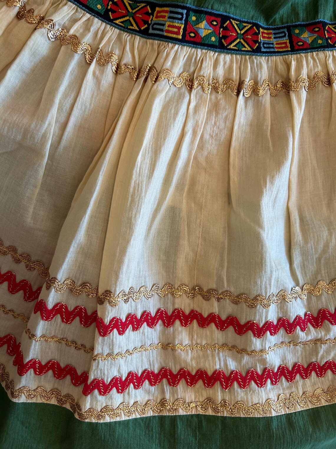1950s Patio Dress Set Southern Southwestern Cream and Green Embroidered ...