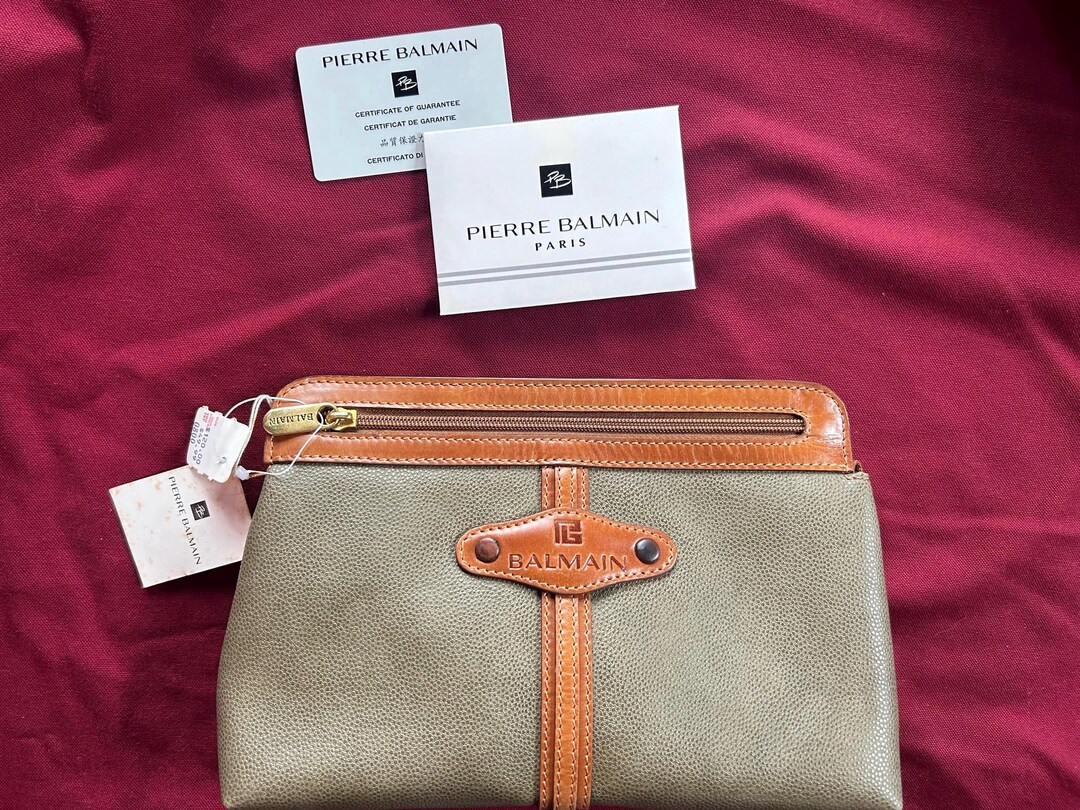 Vintage NOS Pierre Balmain Olive Leather Clutch With Original Tags - Etsy