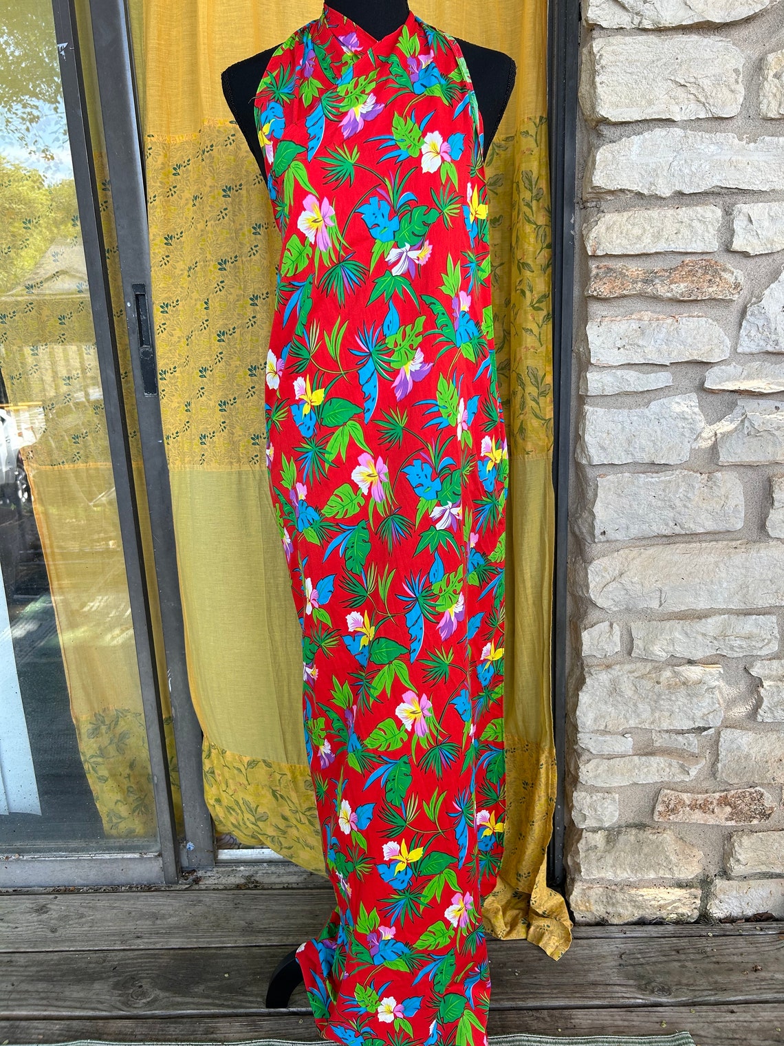 Vintage Hawaiian 1970s Hilo Hatties Pareo Tropical Red Floral Botanical ...