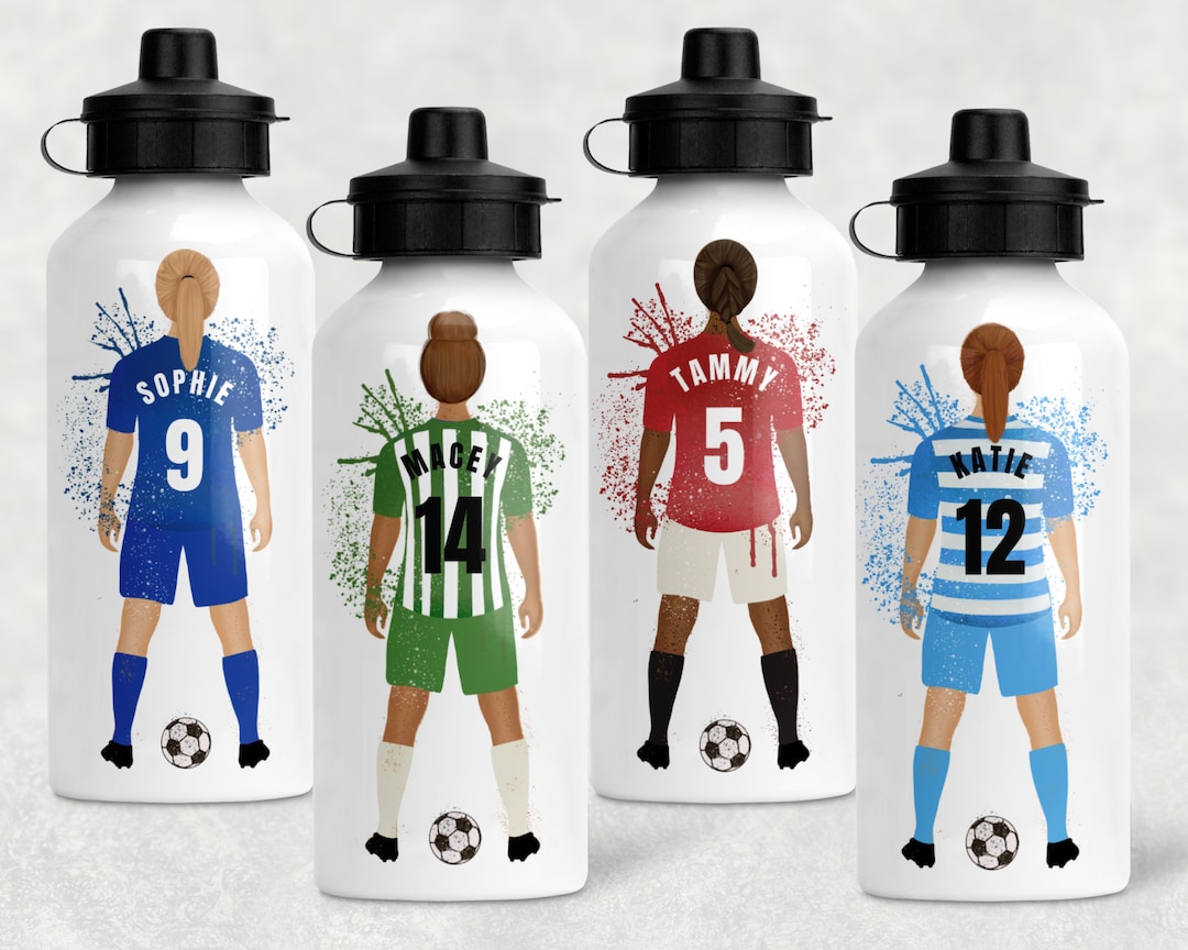 Personalised Girls Football Rugby Water Bottle | Children's Custom ...