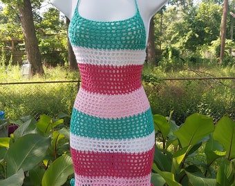 Crochet Mesh Dress With Ruffle and Matching Ruffle Hat - Etsy