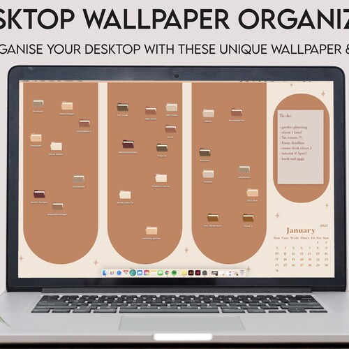 Desktop Organizer Wallpaper Calendar 2022 Colourful Minimal | Etsy