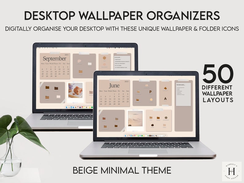 Beige Desktop Organizer Wallpaper, Calendar 2023, Computer Background ...