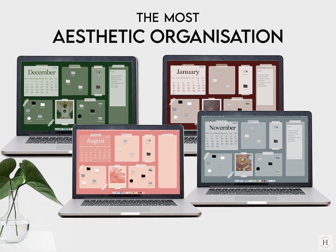 Desktop Organizer Wallpaper Calendar 2023 Colourful Minimal - Etsy