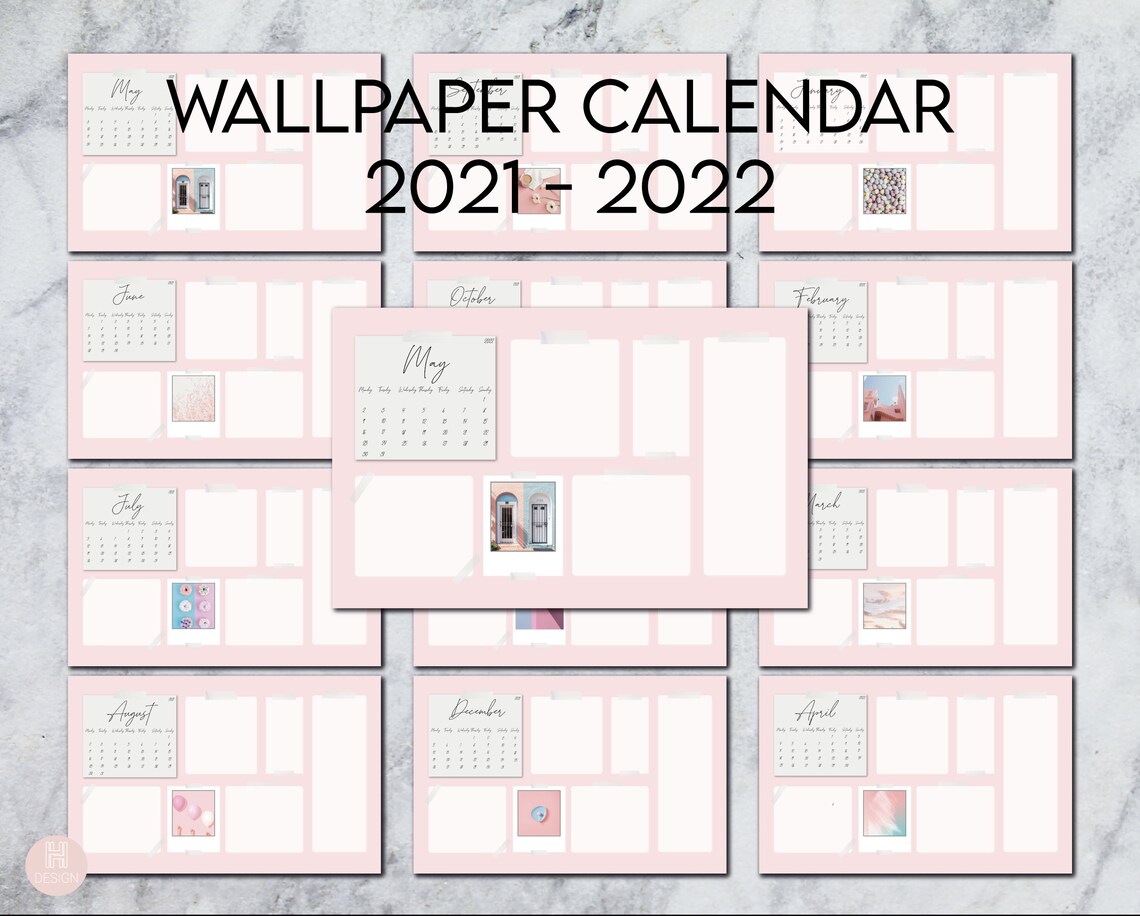 Desktop Organizer Wallpaper Calendar 2021 Pastel Pink | Etsy