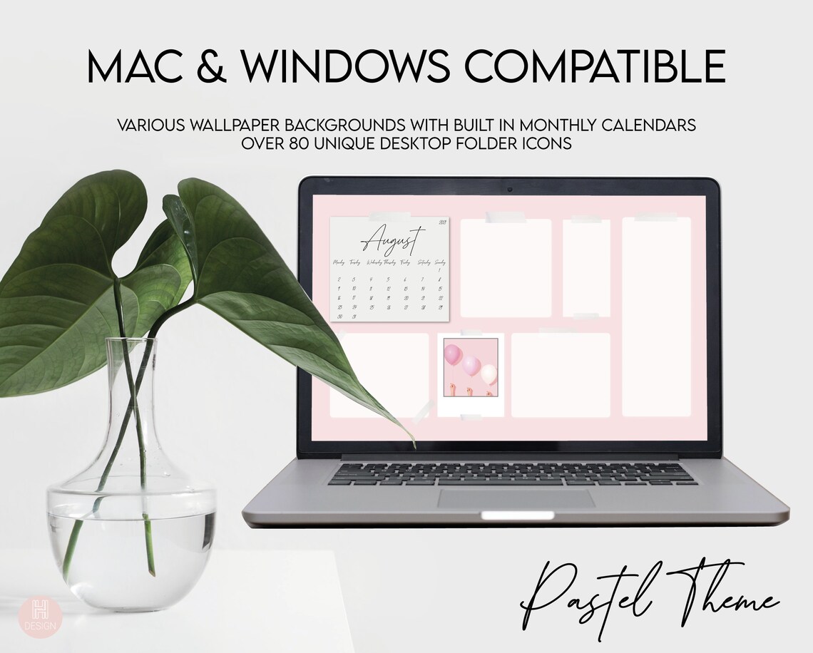 Pastel Pink Aesthetic Desktop Organizer Wallpaper Calendar - Etsy