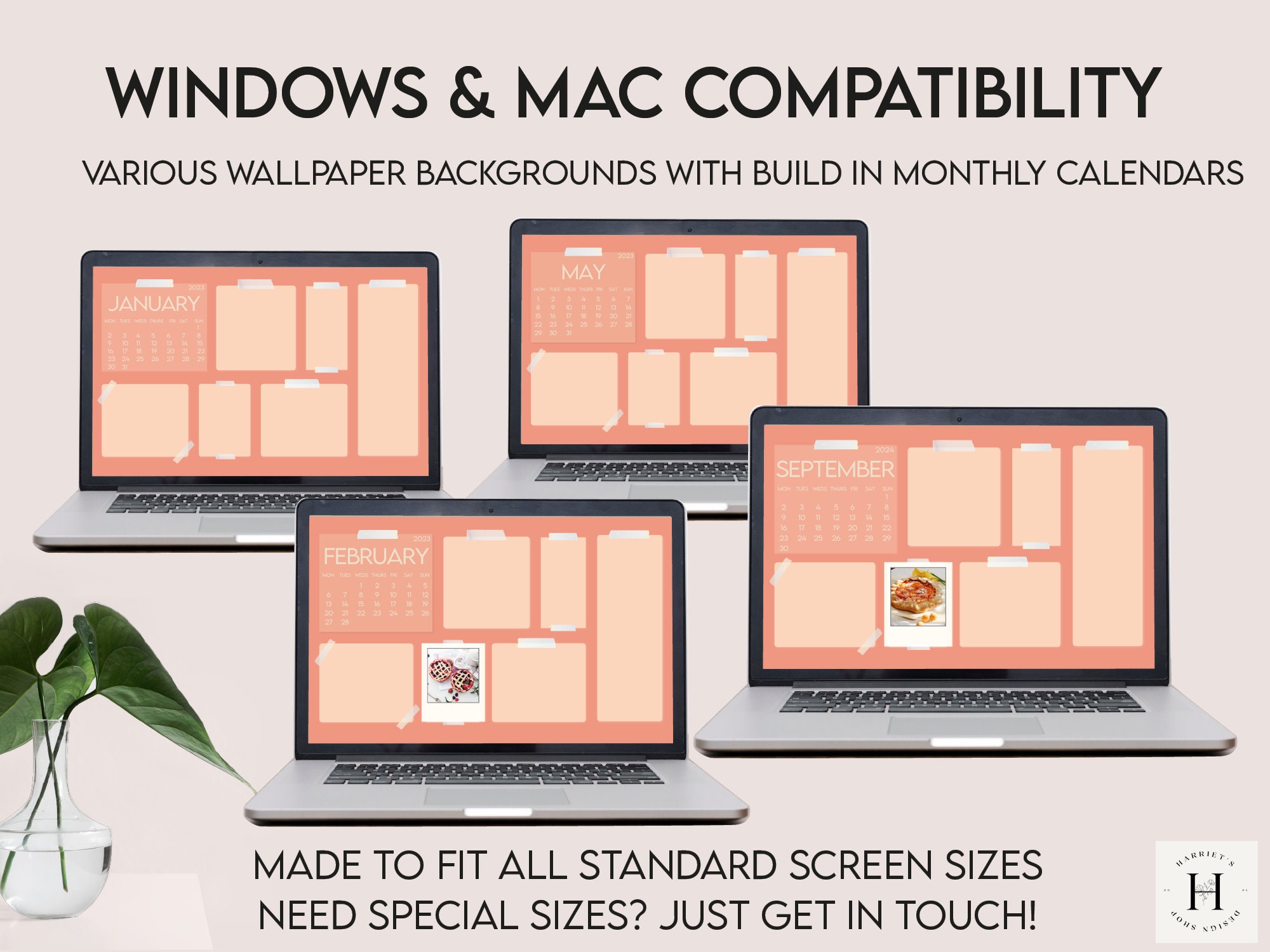Apricot Desktop Organizer Wallpaper Calendar 2023 Computer - Etsy