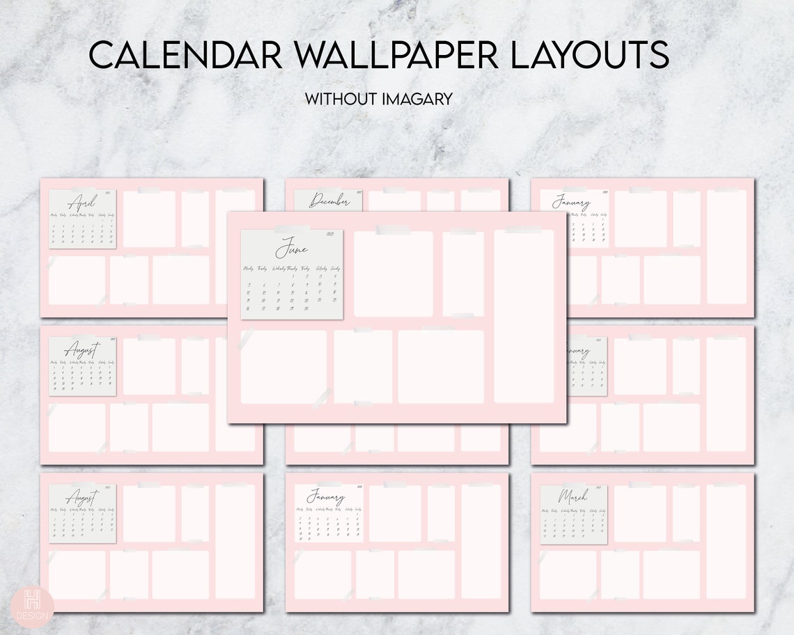 Pastel Pink Aesthetic Desktop Organizer Wallpaper Calendar - Etsy