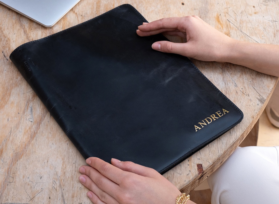 Black Leather Portfolio, Business Padfolio, Legal Pad Cover ...