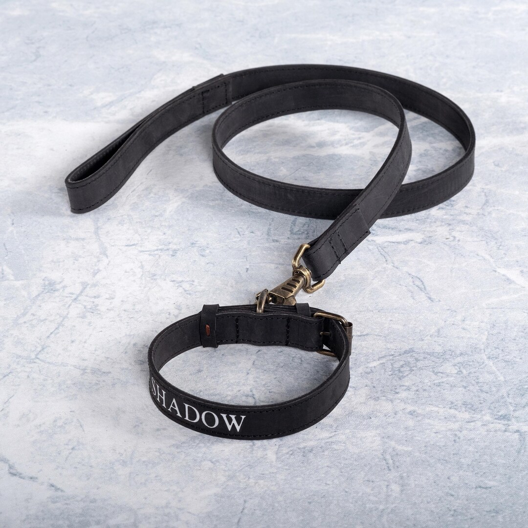 Pet Collar With Name Tag, Leather Dog Collar, Leather Cat Collar ...