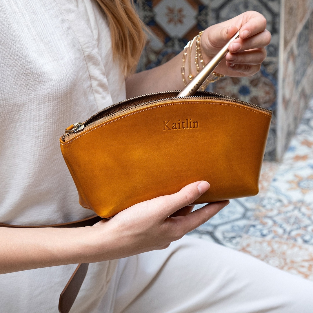 Customized Makeup Bag, Leather Makeup Bag, Makeup Organizer, Leather ...