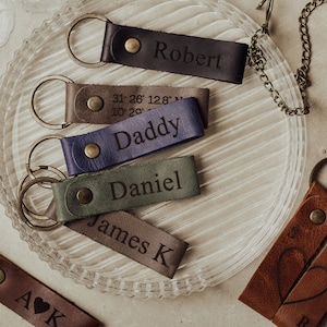 Personalized Leather Keychain, Custom Keychain for Men, Leather ...