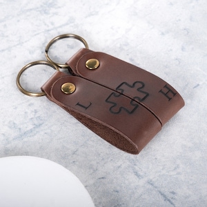 Custom Keychain for Couples, Personalized Leather Key Chain, Valentines ...