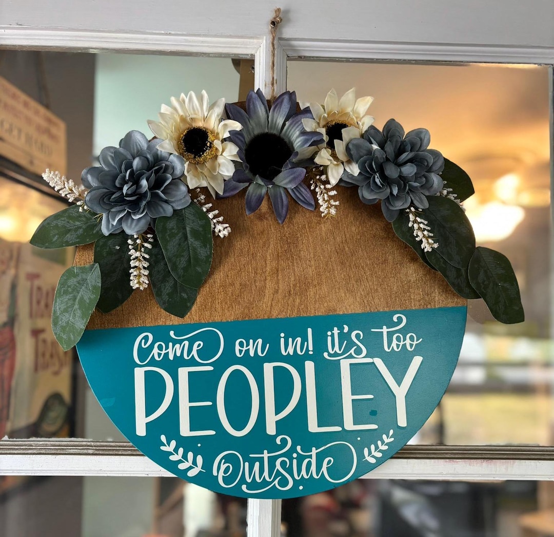 Funny Antisocial Welcome Sign: Farmhouse Floral Door Hanger - Etsy