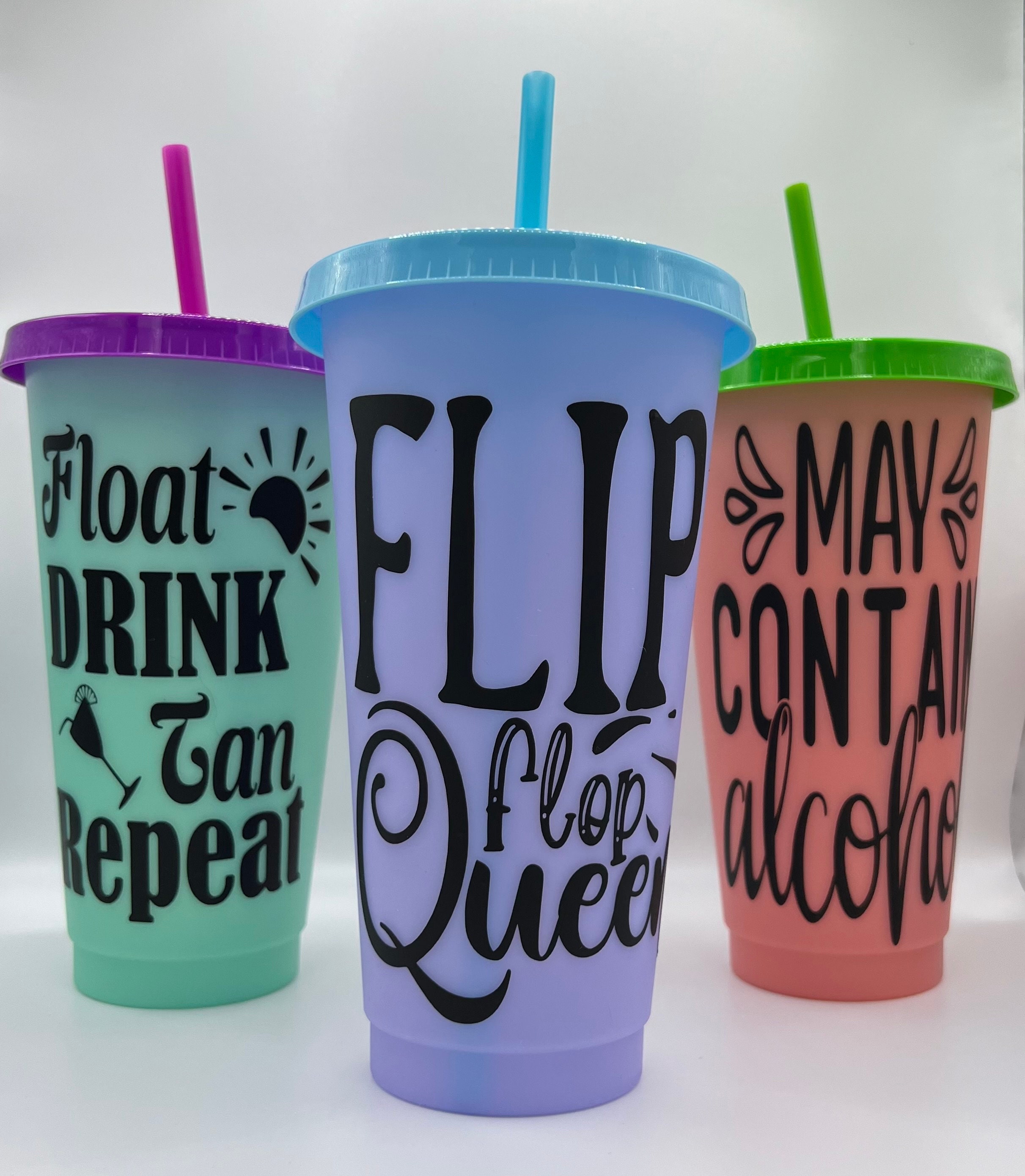 Cold Color Changing Tumblers W/lid & Straw Boating, Swimming, Beach ...