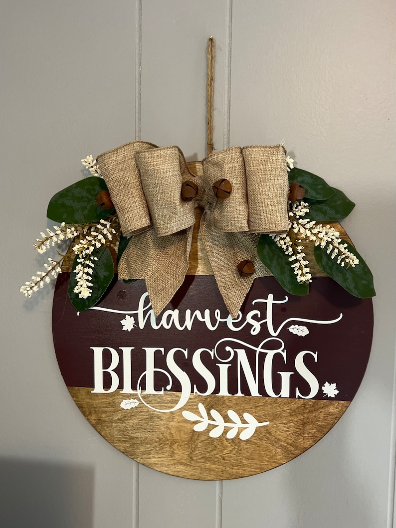 15 Round Wood Door Sign Harvest Blessingshello Pumpkinho Ho Ho Hello ...