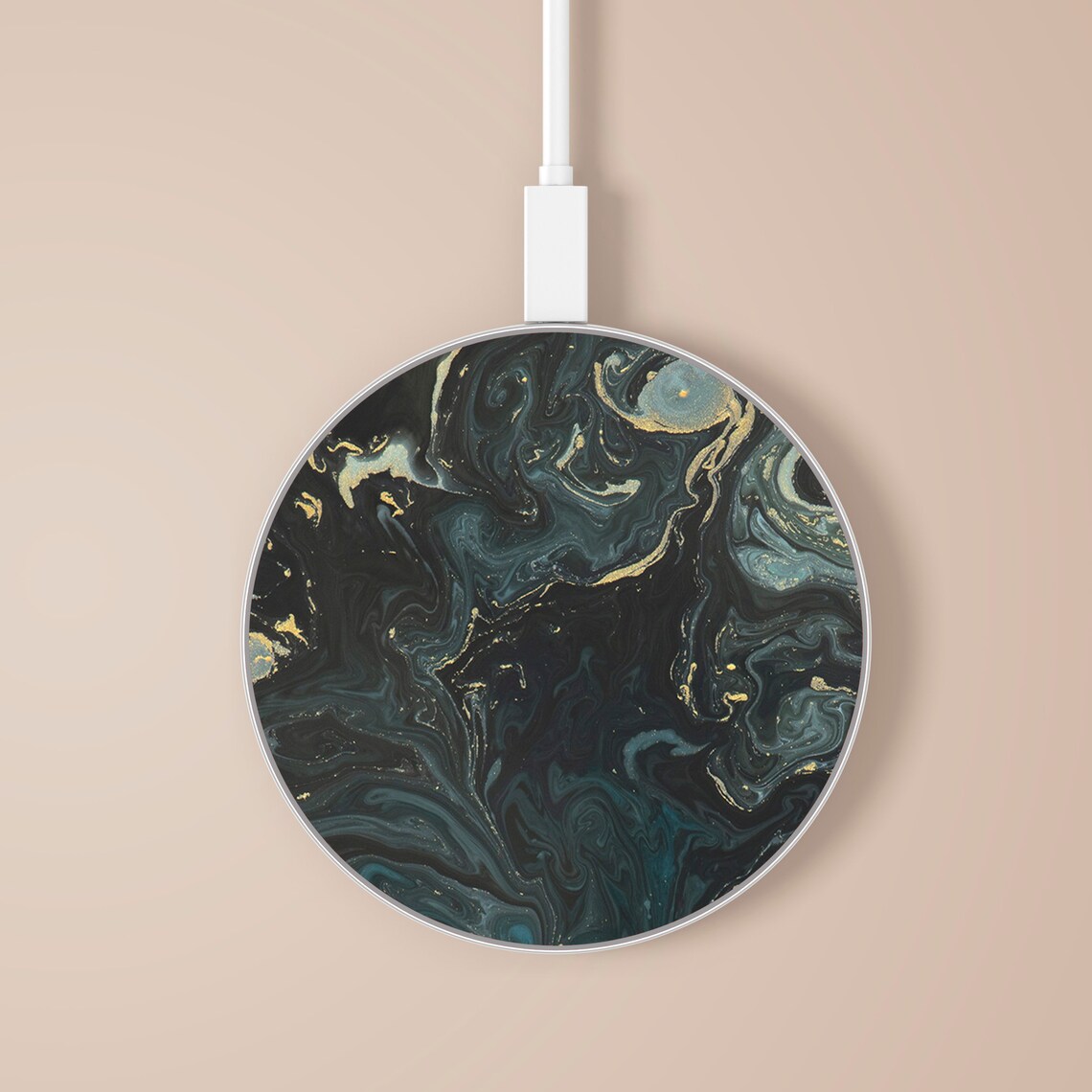 Marble Print Wireless Charger Charging Station for for iPhone 13, 12 ...