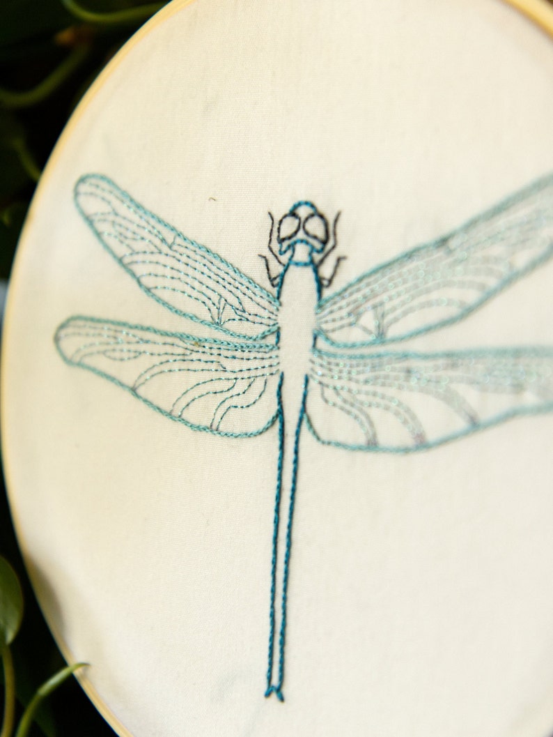 Dragonfly Hand Embroidery Pattern, Digital File, Beginner Embroidery ...