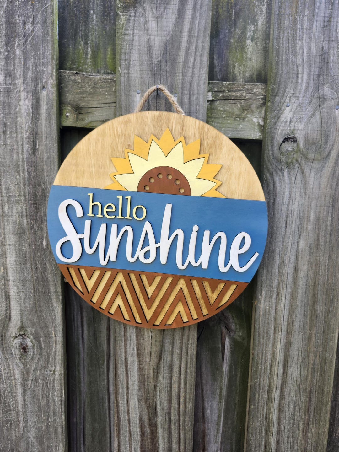 Hello Sunshine Door Sign, Sunflower Door Hanger, Front Porch Welcome ...