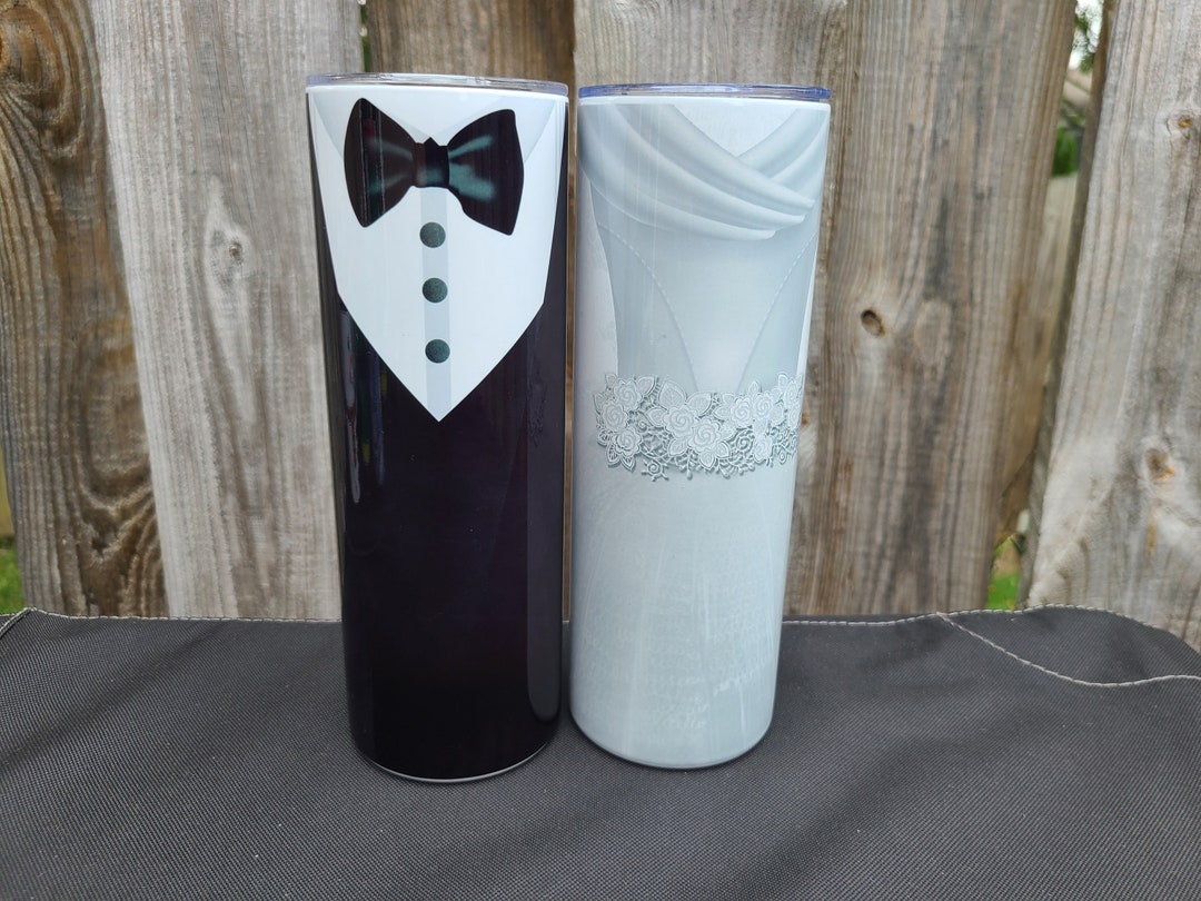 Bride and Groom Tumbler Set, 20 Oz Skinny Tumblers, Wedding Gift Idea ...
