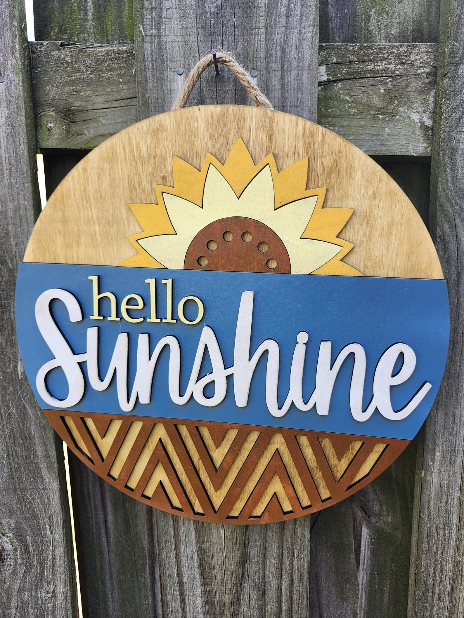 Hello Sunshine Door Sign, Sunflower Door Hanger, Front Porch Welcome ...